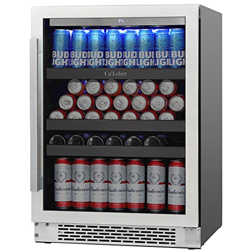 Ca'Lefort Beverage Refrigerator, 24 Inch Wide 220 Cans Beverage Cooler, Refrigerator with Touch Control Intelligent Digital Down To 34°F Degrees Beverage Drink Beer Mini Fridge for Home Office Gym