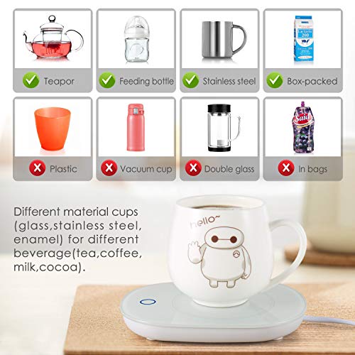 Coffee Mug Warmer for Desk, Cup Warmer Automatic Shut Off, Beverage Warmers for Coffee, Milk, Tea, Water, with Touch Screen Switch,Safely Use for Office/Home