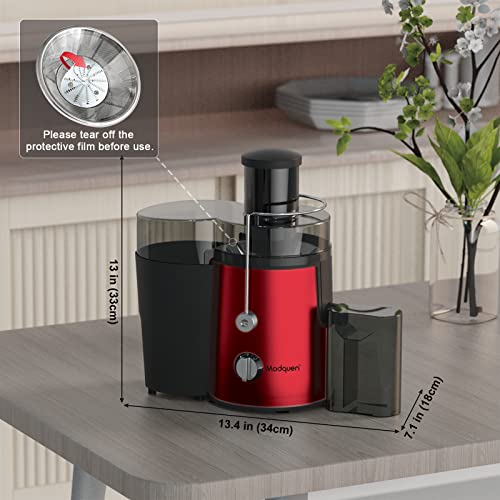 Modquen Juicer Machine, Centrifugal Juice Extractor for Fruit Vegetable, Easy to Clean, BPA-free, 800W (Red)