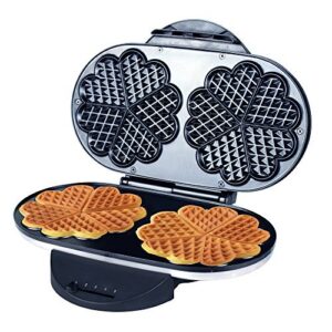 zz heart waffle maker with non-stick plate 1200w, black/silver