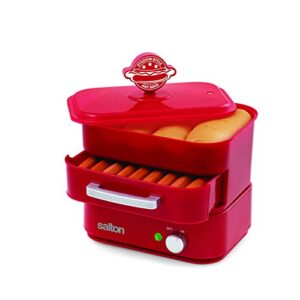 salton hd1905 hot dog food steamer, transparent, red