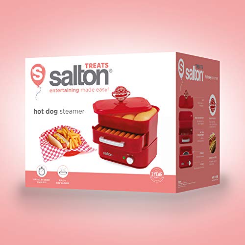 Salton HD1905 Hot Dog Food Steamer, Transparent, Red