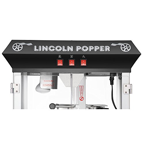 GREAT NORTHERN POPCORN COMPANY 6005 Black Antique Style Lincoln Popcorn Popper Machine w/Cart 8 Oz