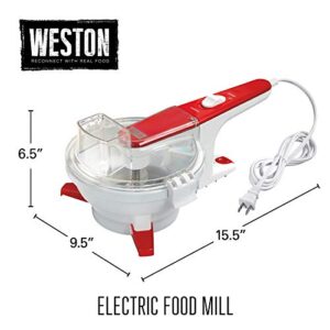 Weston Electric Food Mill with 3 Stainless Steel Discs 1.75 Quart Capacity, White (61-0201-W)