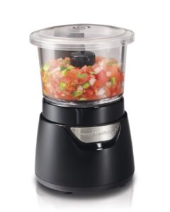 hamilton beach stack & press mini 3-cup glass bowl food processor & vegetable chopper, black (72860)