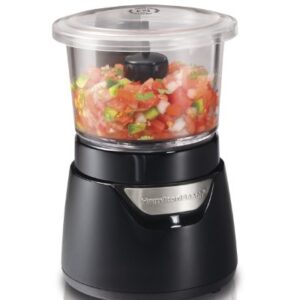 Hamilton Beach Stack & Press Mini 3-Cup Glass Bowl Food Processor & Vegetable Chopper, Black (72860)