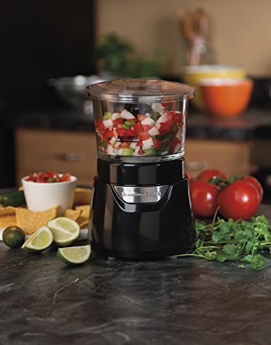 Hamilton Beach Stack & Press Mini 3-Cup Glass Bowl Food Processor & Vegetable Chopper, Black (72860)