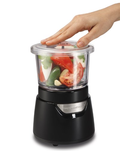 Hamilton Beach Stack & Press Mini 3-Cup Glass Bowl Food Processor & Vegetable Chopper, Black (72860)