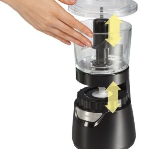 Hamilton Beach Stack & Press Mini 3-Cup Glass Bowl Food Processor & Vegetable Chopper, Black (72860)