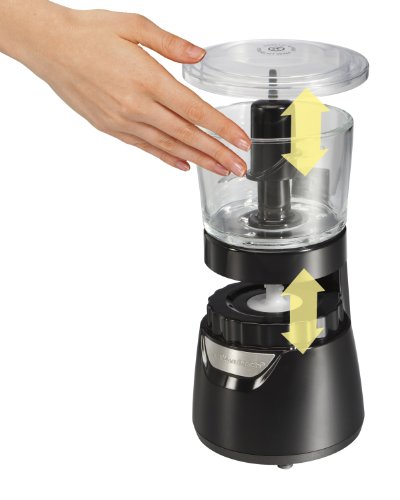 Hamilton Beach Stack & Press Mini 3-Cup Glass Bowl Food Processor & Vegetable Chopper, Black (72860)