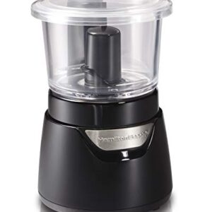 Hamilton Beach Stack & Press Mini 3-Cup Glass Bowl Food Processor & Vegetable Chopper, Black (72860)