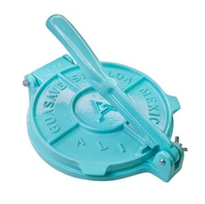 tortilla press 8 inch turquoise- cast aluminum tortilla maker – heavy-duty taco presser – made in mexico corn flour tortilla press for homemade mexican food – tortillera para hacer tortillas – 2.5lbs