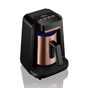 arzum okka automatic turkish coffee and hot beverage maker, velvetiser, 120v, black/copper (ok0012-rul)