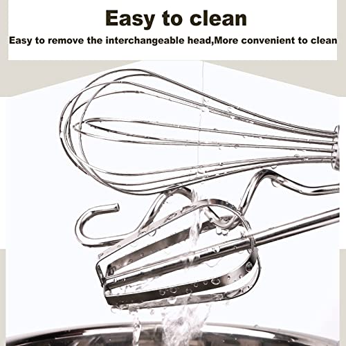 EASYDRILL 3Pcs Hand Mixer Attachments Set for Electric Drill,Stainless Steel Kitchen Mixer Handheld Attachments Set 7.5inch for Electric Drill Dishwasher Safe(1 Beater, 1 Dough Hooks, 1 Balloon Whisks)