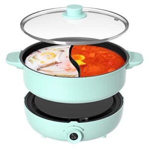 electric hot pot with divider, 4.2qt shabu shabu hot pot electric double flavor non-stick split hot pot for family cooking party