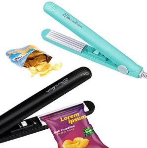 2pack mini bag sealer heat, portable seal plastic bag resealer machine, handheld bag heat vacuum sealers with power cable for potato chip bags, snack bag, food storage