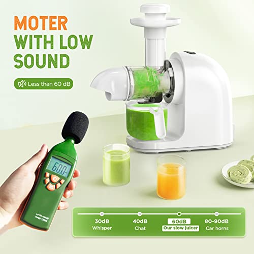 Cold Press Juicer Machine with Ceramic Auger, Slow Masticating Juicer 95% Juice Yield with Reverse Function, Quiet Motor Extractor, Easy to Clean Brush,Fruit Juicer, Vegetable Juicer