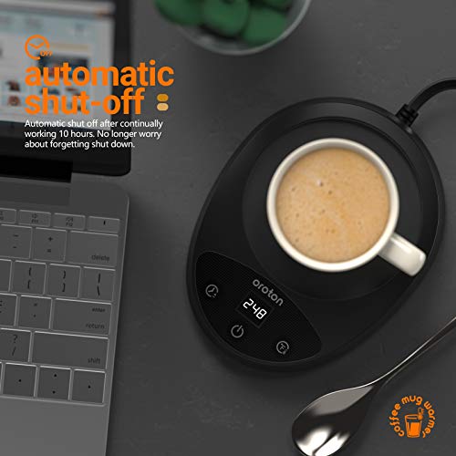 oroton Coffee Mug Warmer Electric Cup Warmer for Office Desk Use,Auto Shut Off,4.3 Inch Large Heated Plate,8 Temperature Settings, 1-8 Hour Timer Settings, Smart Coffee Warmer Plate Milk Tea Water