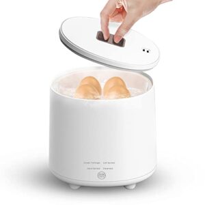 mojoco rapid egg cooker – mini egg cooker for steamed, hard boiled, soft boiled eggs and onsen tamago – electric egg boiler for home kitchen, dorm use – smart egg maker with auto shut off and alarm