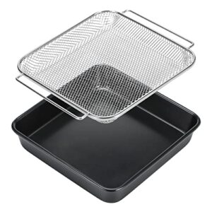 air fryer basket for oven, stainless steel air fryer rack, non-stick baking pan bread pan set, cooling rack grill basket baking sheet, 2 piece