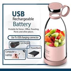 Portable Blender for Shakes and Smoothies | Fresh Juicer Personal Blender | USB Rechargeable Mini blender | On The Go Blender for Sports, Travel & Office (Pink)