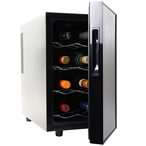 Koolatron 8 Bottle Wine Cooler, Black, Thermoelectric Wine Fridge, 0.8 cu. ft. (23L), Freestanding Urban Series Wine Refrigerator, Red, White and Sparkling Wine Storage for Kitchen and Apartment