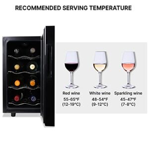 Koolatron 8 Bottle Wine Cooler, Black, Thermoelectric Wine Fridge, 0.8 cu. ft. (23L), Freestanding Urban Series Wine Refrigerator, Red, White and Sparkling Wine Storage for Kitchen and Apartment