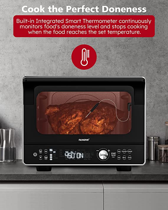 NuWave TODD ENGLISH iQ360 Digital Smart Oven, 20-in-1 Convection Infrared Grill Griddle Combo, 34-Qt Mega Capacity, 1800 Watts, Adjustable Triple Surround Heat Zones, Smart Thermometer, WIFI Enabled