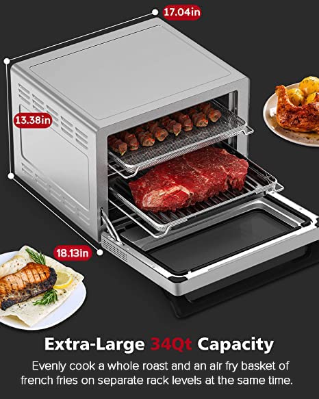 NuWave TODD ENGLISH iQ360 Digital Smart Oven, 20-in-1 Convection Infrared Grill Griddle Combo, 34-Qt Mega Capacity, 1800 Watts, Adjustable Triple Surround Heat Zones, Smart Thermometer, WIFI Enabled