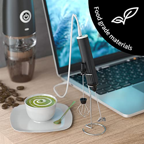 Mulli Milk Frother for Coffee with Rechargeable and Stand Set,Handheld Frother Electric Whisk, Milk Foamer, Mini Mixer and Coffee Blender Frother for Frappe, Latte, Matcha