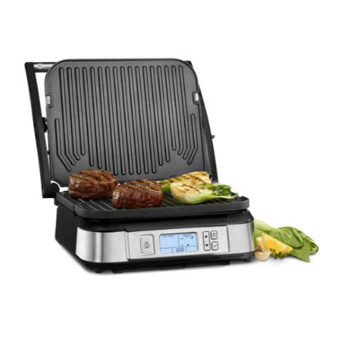 Cuisinart GR-6S Stainless Steel Griddler with Smoke-less Mode and Waffle Plates Bundle with 2-Piece Silicone Spatula Set (2 Items)