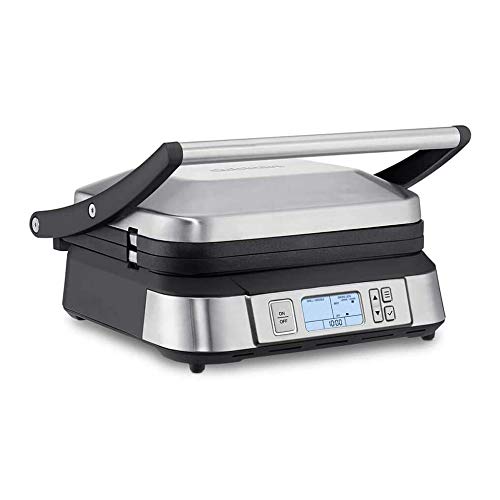 Cuisinart GR-6S Stainless Steel Griddler with Smoke-less Mode and Waffle Plates Bundle with 2-Piece Silicone Spatula Set (2 Items)