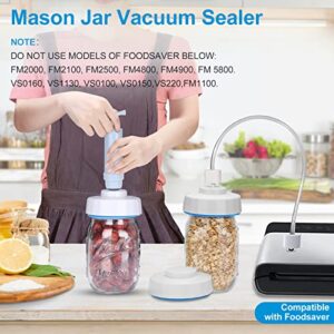 Jar Sealer Vacuum Sealer, 19 PCs Jar Sealer Kit for Food Saver with Accessory Hose for Wide and Regular Mouth Mason Jars, Canning Sealer with Jar Attachment 2 Hose Manual Vacuum Pump, Lables & Marker