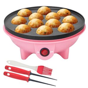 hehogogo electric takoyaki maker with free takoyaki tools for takoyaki octopus ball cake pop ebelskiver 8 inches nonstick