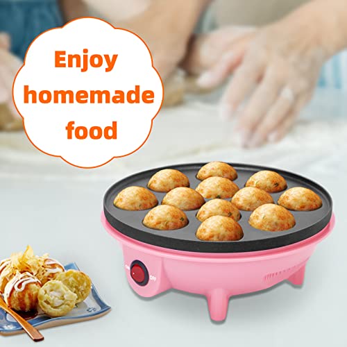 HeHoGoGo Electric Takoyaki Maker With Free Takoyaki Tools for Takoyaki Octopus Ball Cake Pop Ebelskiver 8 Inches Nonstick