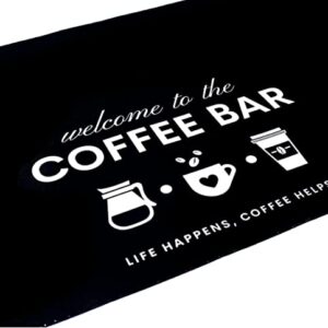 Coffee Mat -Coffee Bar Mat for Coffee Bar Countertop , Coffee Pot Mat for Countertop & Coffee Spills, Coffee Mat for Coffee Station Organizer, Coffee Maker Mat Black Coffee Mat