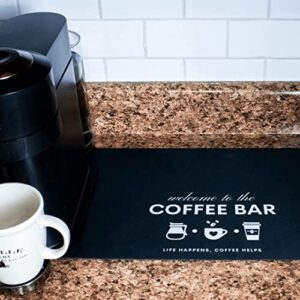 Coffee Mat -Coffee Bar Mat for Coffee Bar Countertop , Coffee Pot Mat for Countertop & Coffee Spills, Coffee Mat for Coffee Station Organizer, Coffee Maker Mat Black Coffee Mat