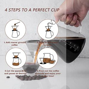 Pour Over Coffee Maker Set, Drip Coffee Maker Pour Over with 17oz Borosilicate Glass Carafe and Double Layer 304 Stainless Steel Filter, Pour Over Coffee Dripper Perfect for Coffee Lovers.