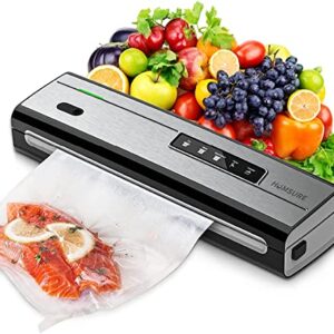 HUMSURE Vacuum Sealer Machine, Manual Food Vacuum Sealer & Powerful Automatic with Strong Suction & Easy Operation, Compact & Multipurpose Sous Vide Vacuum Sealer for Long-Lasting Food Preservation (black)