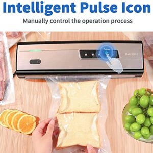 HUMSURE Vacuum Sealer Machine, Manual Food Vacuum Sealer & Powerful Automatic with Strong Suction & Easy Operation, Compact & Multipurpose Sous Vide Vacuum Sealer for Long-Lasting Food Preservation (black)