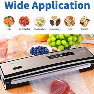 HUMSURE Vacuum Sealer Machine, Manual Food Vacuum Sealer & Powerful Automatic with Strong Suction & Easy Operation, Compact & Multipurpose Sous Vide Vacuum Sealer for Long-Lasting Food Preservation (black)