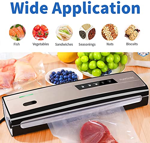 HUMSURE Vacuum Sealer Machine, Manual Food Vacuum Sealer & Powerful Automatic with Strong Suction & Easy Operation, Compact & Multipurpose Sous Vide Vacuum Sealer for Long-Lasting Food Preservation (black)