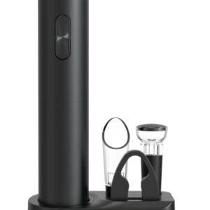 SonicPower Electric Wine Opener Set, Uncork without Effort, Open Serve & Preserve Attachments, Battery Operated, Sleek Black Finish