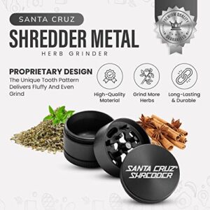 Santa Cruz Shredder Metal Herb Grinder Knurled Top for Stronger Grip 3 Piece Small 1.7" (Black)