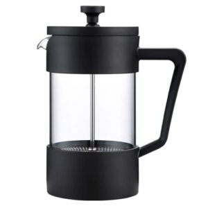 lvvmet french press coffee maker 12oz/350ml, 304 stainless steel filters and thicken borosilicate glass, black