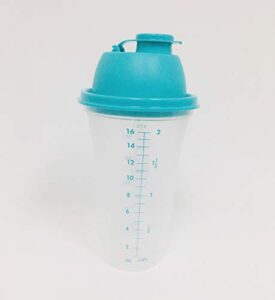 tupperware quick shake mixer household hand blender cup 500ml / 16 ounce – teal