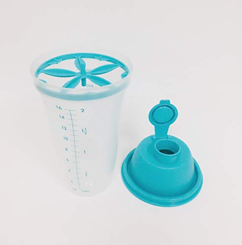 Tupperware Quick Shake Mixer Household Hand Blender Cup 500ML / 16 Ounce - Teal