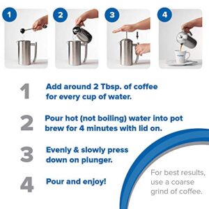 Frieling Double-Walled Stainless-Steel French Press Coffee Maker, Polished, 17 Ounces