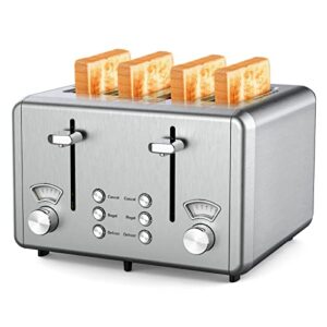 toaster 4 slice ,whall stainless steel,toaster-6 bread shade settings,bagel/defrost/cancel function with dual control panels,extra wide slots,removable crumb tray,for various bread types 1500w