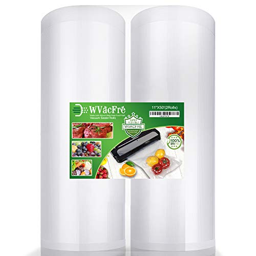 WVacFre 2Pack11X50 Vacuum Sealer Freezer Bags with Commercial Grade,BPA Free,Heavy Duty,Great for Food Vac Storage or Sous Vide Cooking